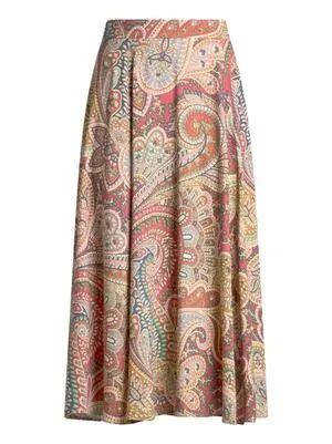 Etro Paisley Print Pleated Midi Skirt - Red