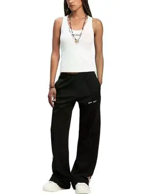 Palm Angels Logo-embroidered Wide-leg Track Pants - Black