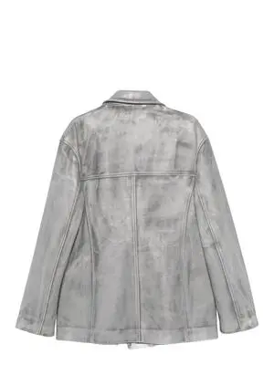 Marni Faded Effect Leather Coat - Grey