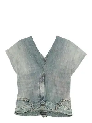 Balenciaga Trompe L'oeil Denim Top - Blue
