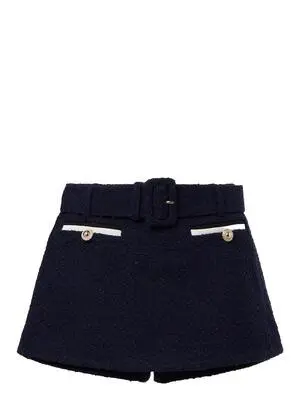 SELF-PORTRAIT Belted Boucle Skort - Blue
