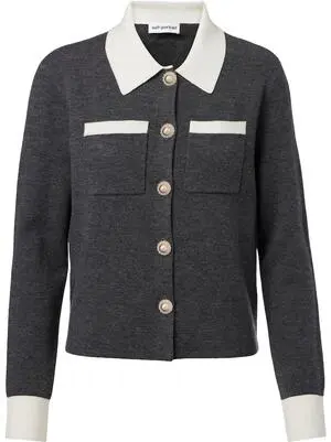 SELF-PORTRAIT Wool-blend Cardigan - Grey