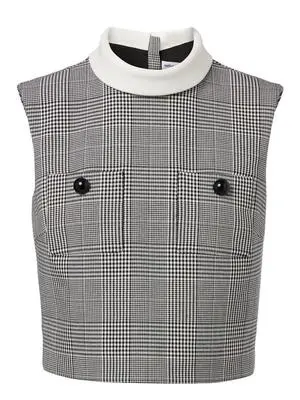 SELF-PORTRAIT Prince Of Wales Check Sleeveless Top - Black