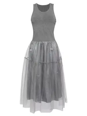 JNBY JNBY Midi Dress With Tulle Inserts Grey