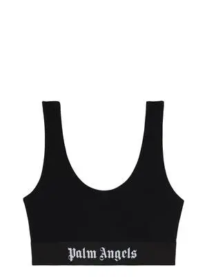 Palm Angels Logo-underband Scoop-neck Bra - Black