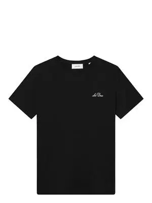 LES DEUX Logo-embroidered T-shirt Black