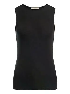 12 STOREEZ Sleeveless Round Neck Ribbed Tank Top - Black