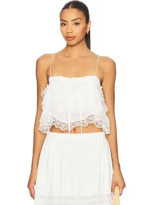Ronny Kobo Carlton Voile Lace Ruffle Top - Ivory