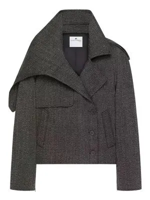 COURREGES Oversized Collar Cropped Jacket - Grey