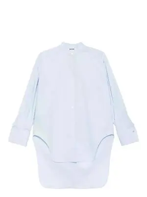 Moschino Band Collar Curved Hem Shirt - Blue