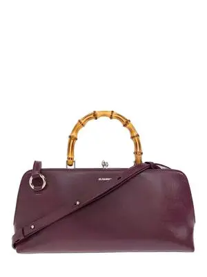 JIL SANDER Bamboo-Handle Leather Tote Bag Red