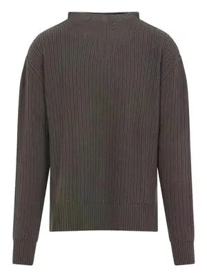 Rick Owens Ribbed Mock Neck Sweater - Grey