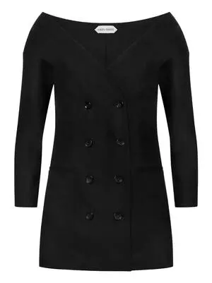 Alberta Ferretti Virgin-wool Blend Double-breasted Top - Black