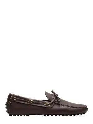 Car Shoe Lux Bow-detail Leather Boat Shoes - Brown