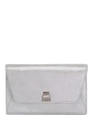 Akris Anouk Metallic Leather Clutch Bag - Silver