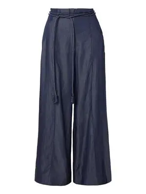 ANDRES OTALORA Belted Tencel Wide-leg Pants - Blue