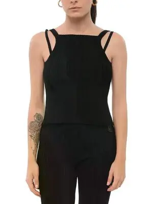 GIORGIO ARMANI Giorgio Armani Layered Ribbed Knit Top With Square Neckline
