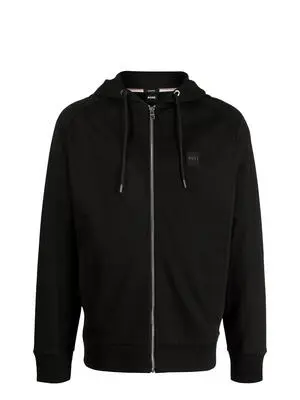 BOSS Logo-patch Drawstring Hoodie - Black