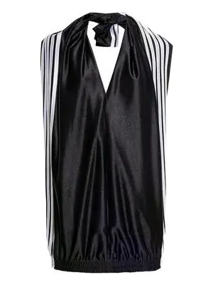 Balenciaga B-neck Stripe-detail Mini Dress - Black