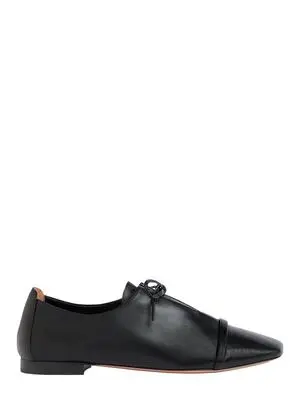 MALONE SOULIERS Nappa Leather Lace-up Jean Flats - Black