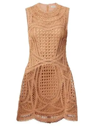 Simkhai Coen Raffia-blend Mini Dress - Beige