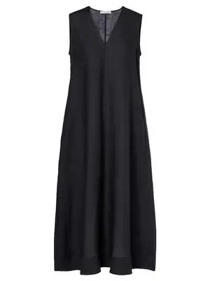 Asceno Nisha Linen Midi Dress - Black