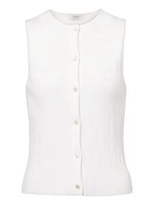 Vince Ribbed Cotton Button-front Top - White