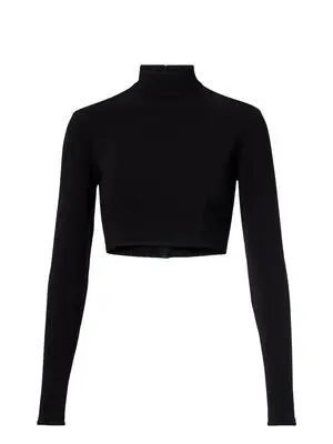 Costarellos Cropped Mockneck Top - Black