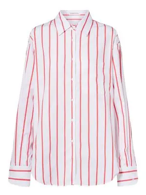 THE FRANKIE SHOP Lui Striped Cotton Poplin Shirt - Red
