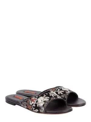 Missoni Lame Leather Mules - Black