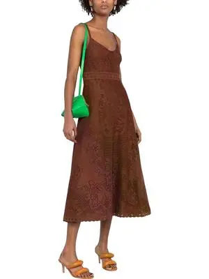 Valentino Garavani Sleeveless Floral Midi Dress - Brown