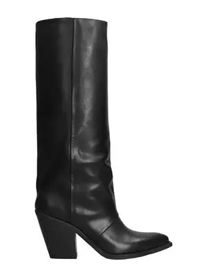 METISSE 85mm Leather Boots - Black