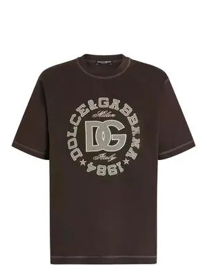 Dolce & Gabbana Logo-embroidered T-shirt - Brown