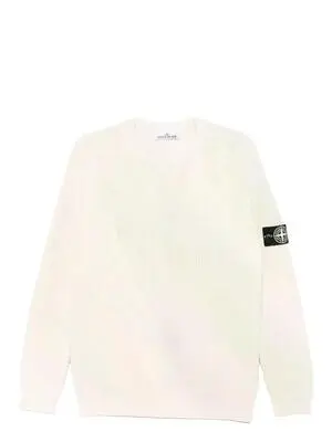 Stone Island Compass Badge Ribbed Knit Sweater - Neutrals