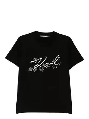 Karl Lagerfeld Logo Embroidered T-shirt - Black
