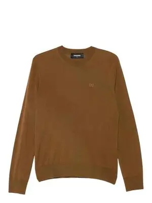 Dsquared2 DSQUARED2 D2 Logo Embroidered Wool Top Brown
