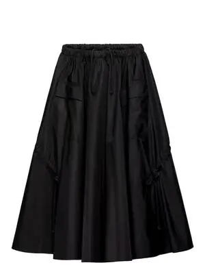 Prada Midi Skirt With Drawstring Waist And Patch Pockets - Black