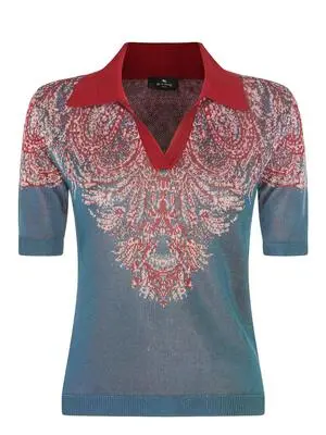 Etro Paisley Print Polo Shirt - Blue