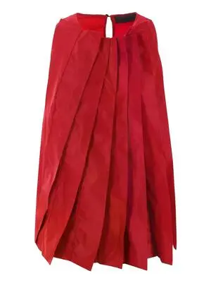 MARIA CALDERARA Pleated Crew-neck Top - Red