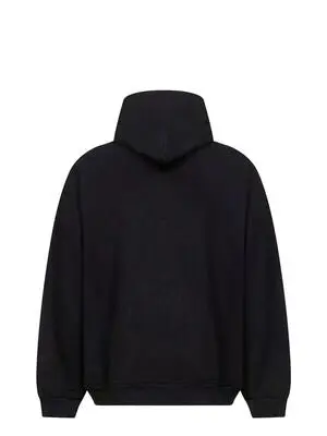 Balenciaga Graphic Print Cotton Hoodie - Black