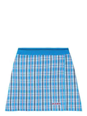 Marni Checked Stretch-knit Mini Skirt - Blue