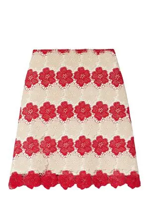 Miguelina Koa Guipure Lace Mini Skirt - Red