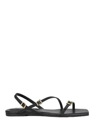 Simkhai Carey Leather Strappy Flat Sandal - Black