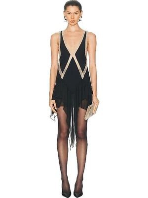 Attico Embroidered Mini Dress - Black
