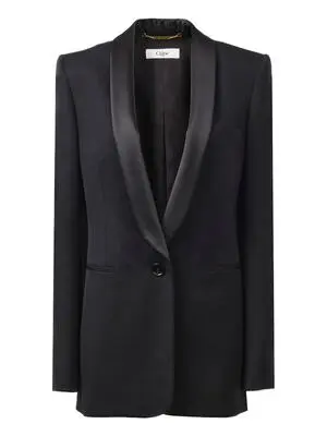 Chloé Tuxedo Jacket In Wool Grain De Poudre - Black