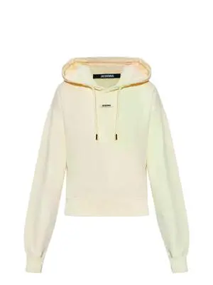Jacquemus Logo-patch Cropped Hoodie - Neutrals