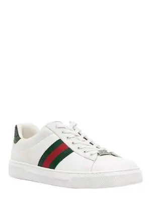 Gucci Ace Web-stripe Leather Sneakers - White