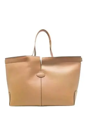 TOD'S Tod's Double Handle Leather Tote Bag Neutrals