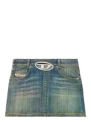 DIESEL® Logo-plaque Denim Mini Skirt - Blue