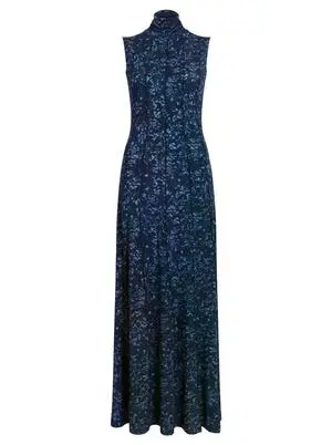 Proenza Schouler White Label High-neck Sleeveless Floral Dress - Blue